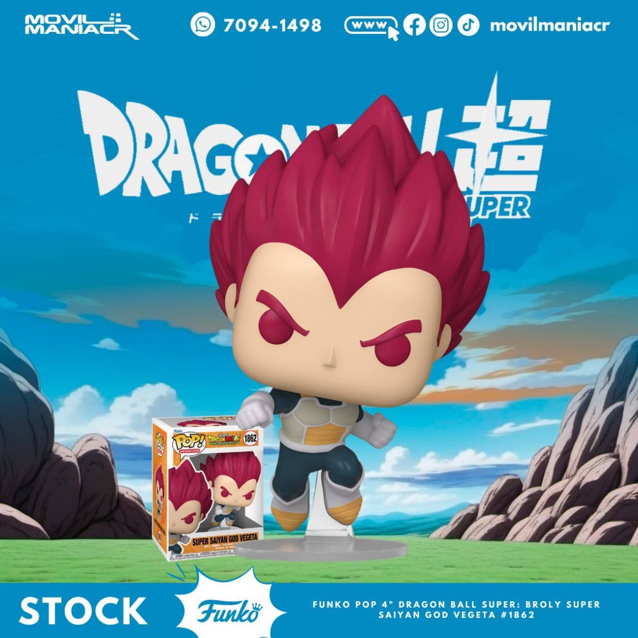 Funko Pop Dragon Ball Super Saiyan God Vegeta #1862 – ¡Disponible Ahora ...