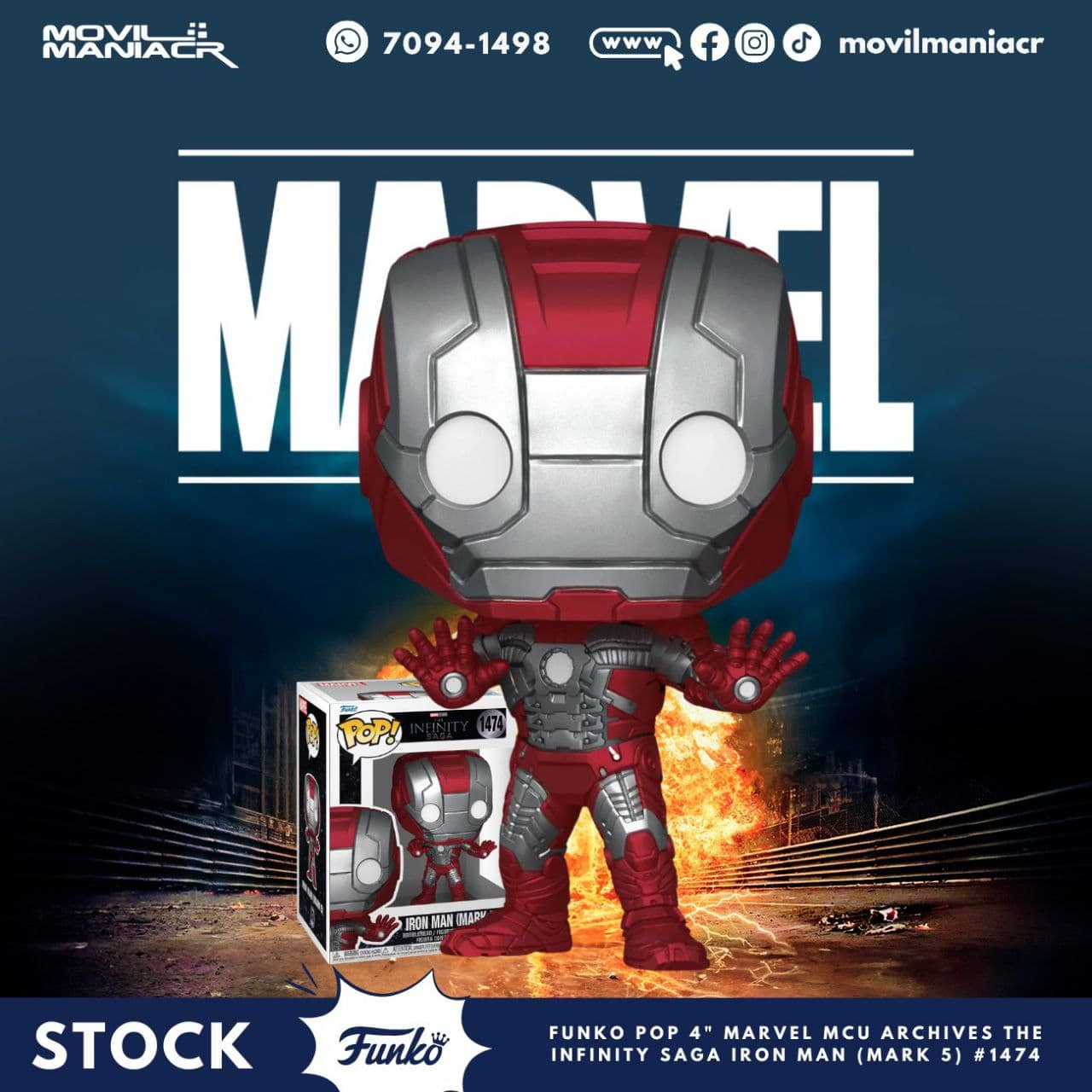 Funko Pop Marvel MCU Archives The Infinity Saga Iron Man (Mark 5) #1474 ...