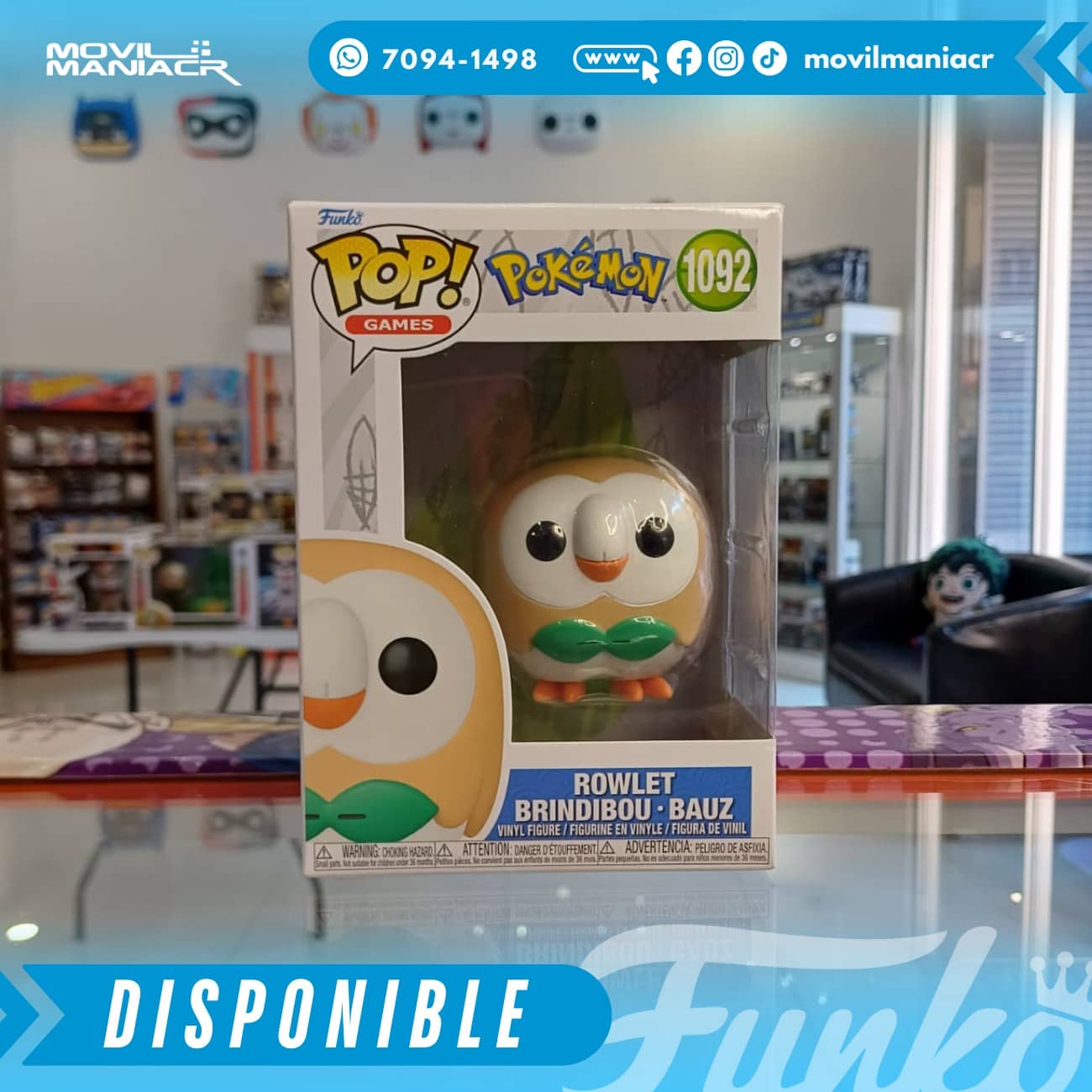 Funko Pop Pokémon Rowlet #1092 – ¡Disponible Ahora! | MovilManiaCR