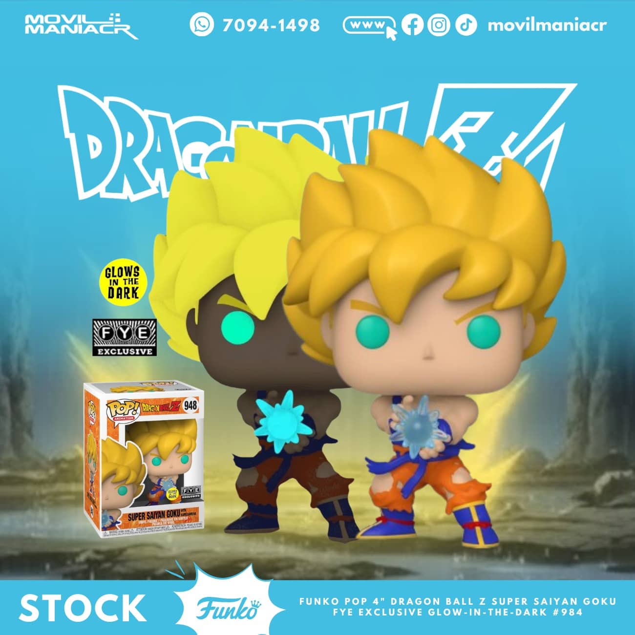 Funko Pop Dragon Ball Z Super Saiyan Goku GITD Exclusivo #948 ...
