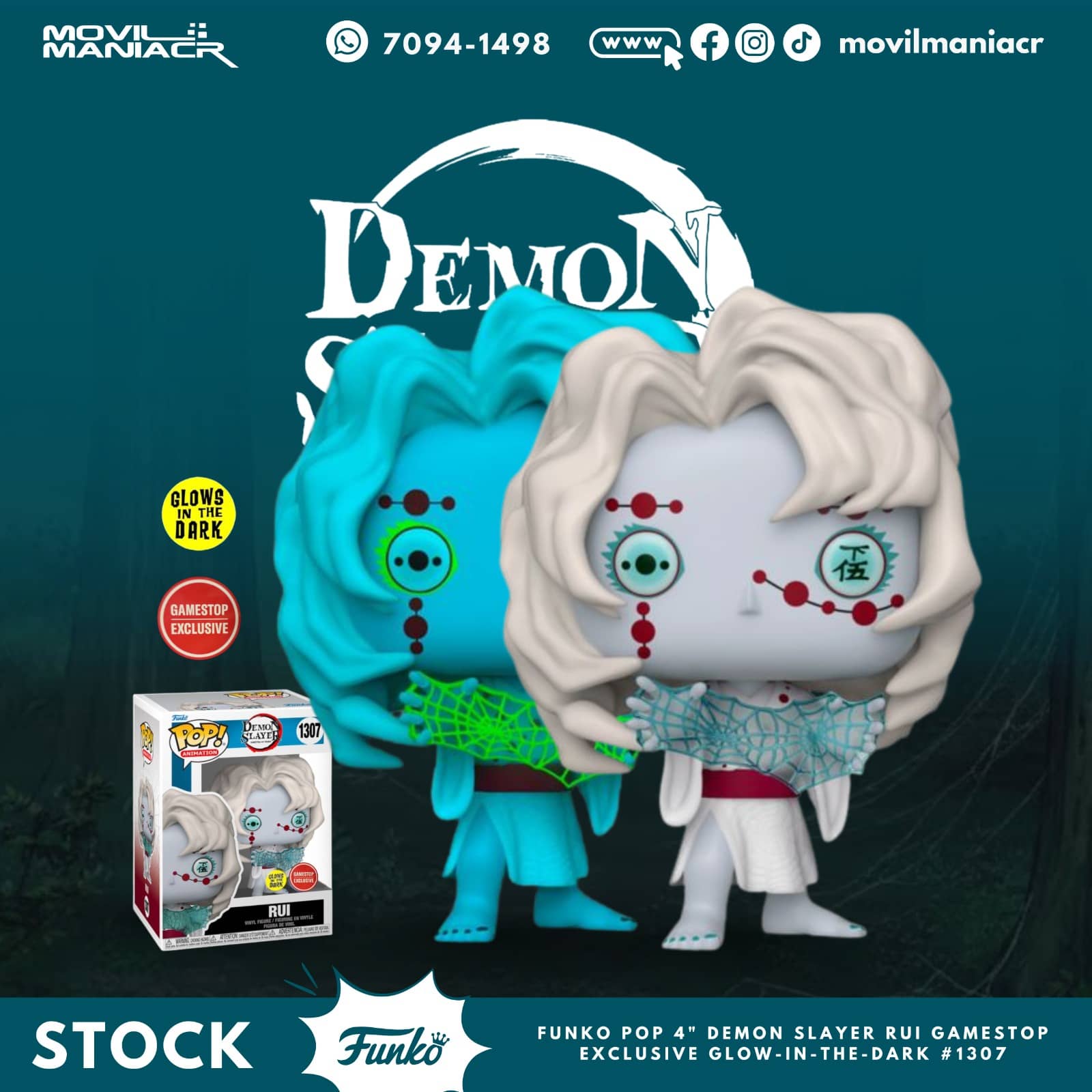 Funko Pop Demon Slayer Rui GITD Exclusivo #1307 – ¡Disponible Ahora ...